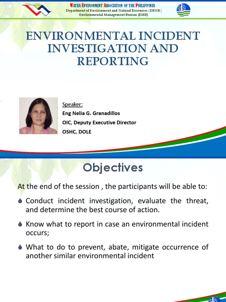 8.ENVIRONMENTAL INCIDENT INVESTIGATION AND REPORTING Engr. Nelia ...