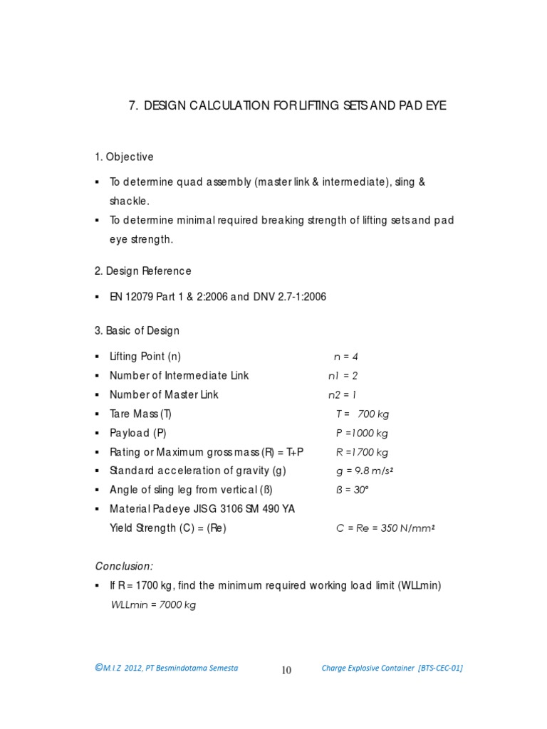 Contoh Perhitungan Lifting Set Dan Padeyes | PDF | Physical Sciences ...