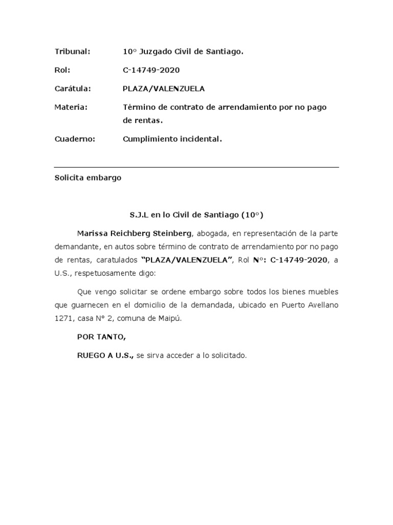 Solicita Embargo PDF | PDF