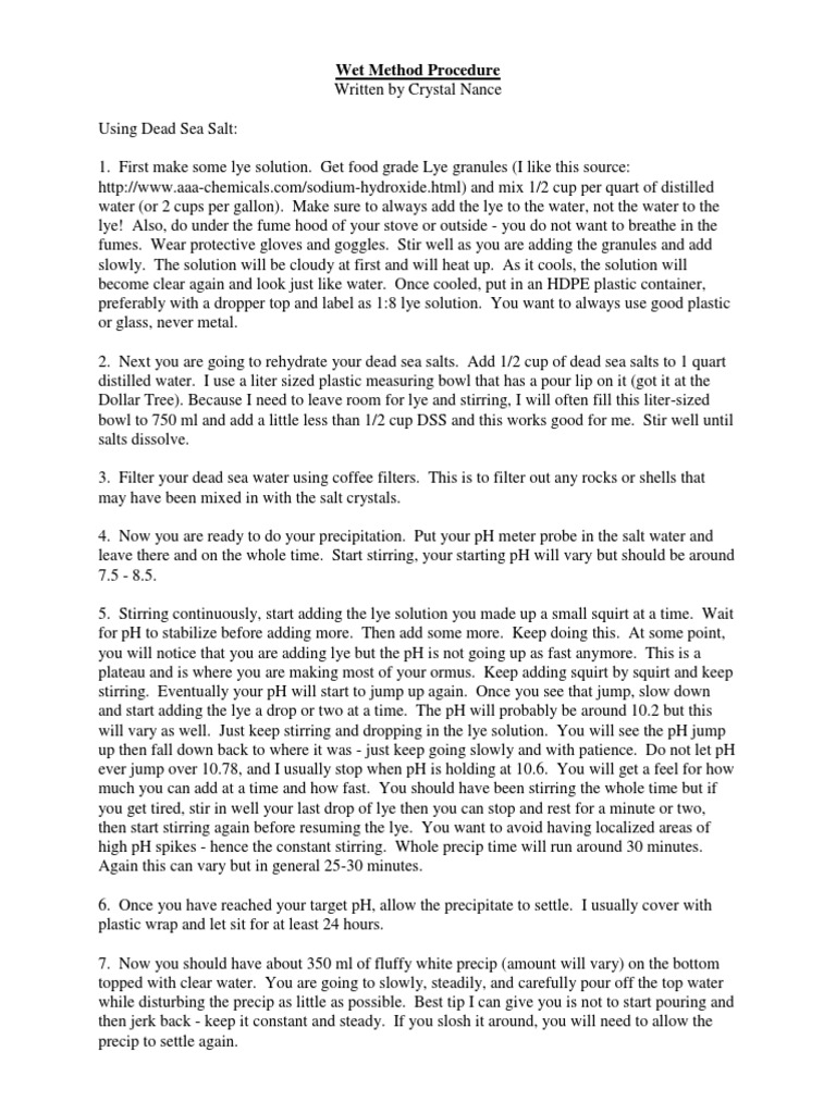 Wet Method Procedure | PDF