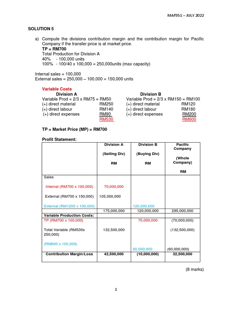 Fa July 2022 (A) | PDF | Profit (Economics) | Cost