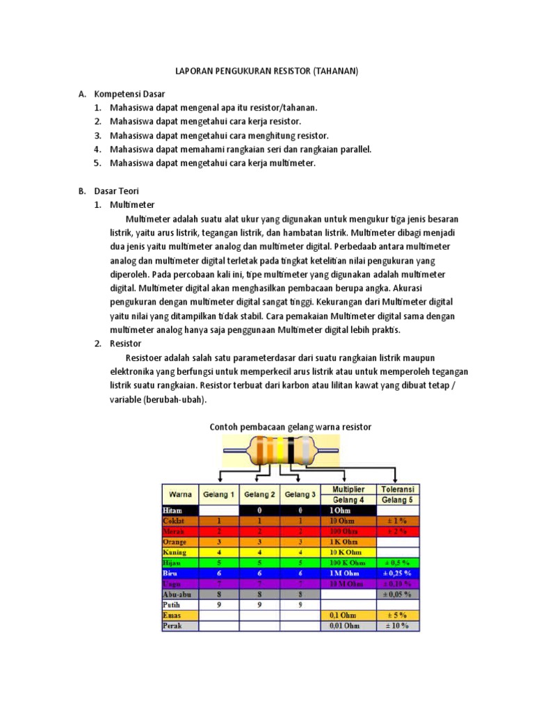 LAPORAN PENGUKURAN RESISTOR | PDF