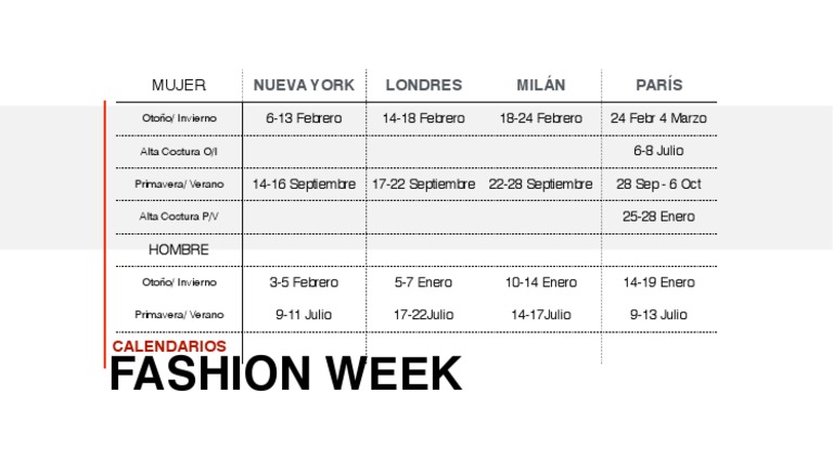 Calendario Fashion Week 2024 | PDF
