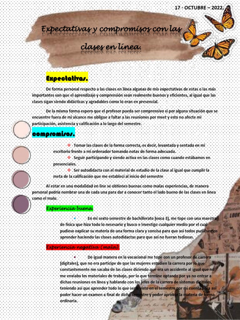 Expectativas y compromisos con las clases en línea | PDF | Modificación ...