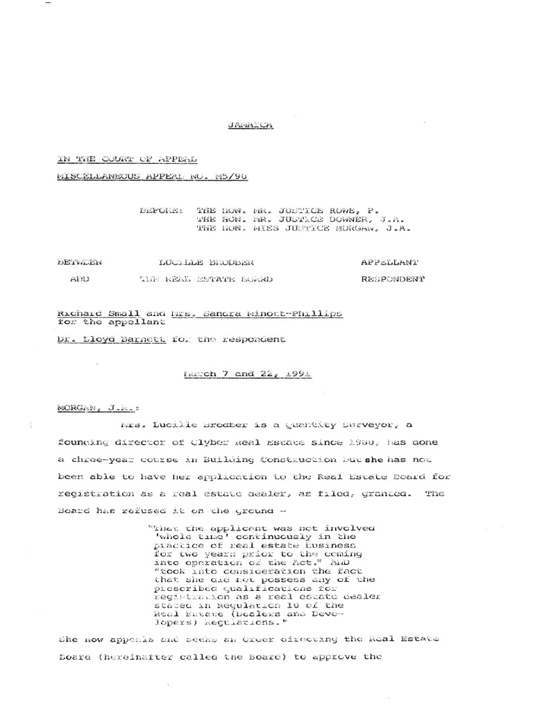 Brodber, Lucille V The Real Estate Board | PDF