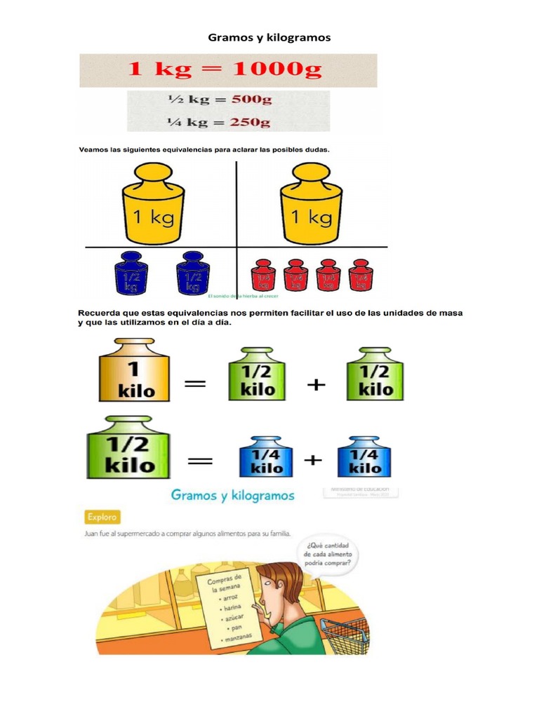 Comprendiendo Gramos y Kilogramos | PDF
