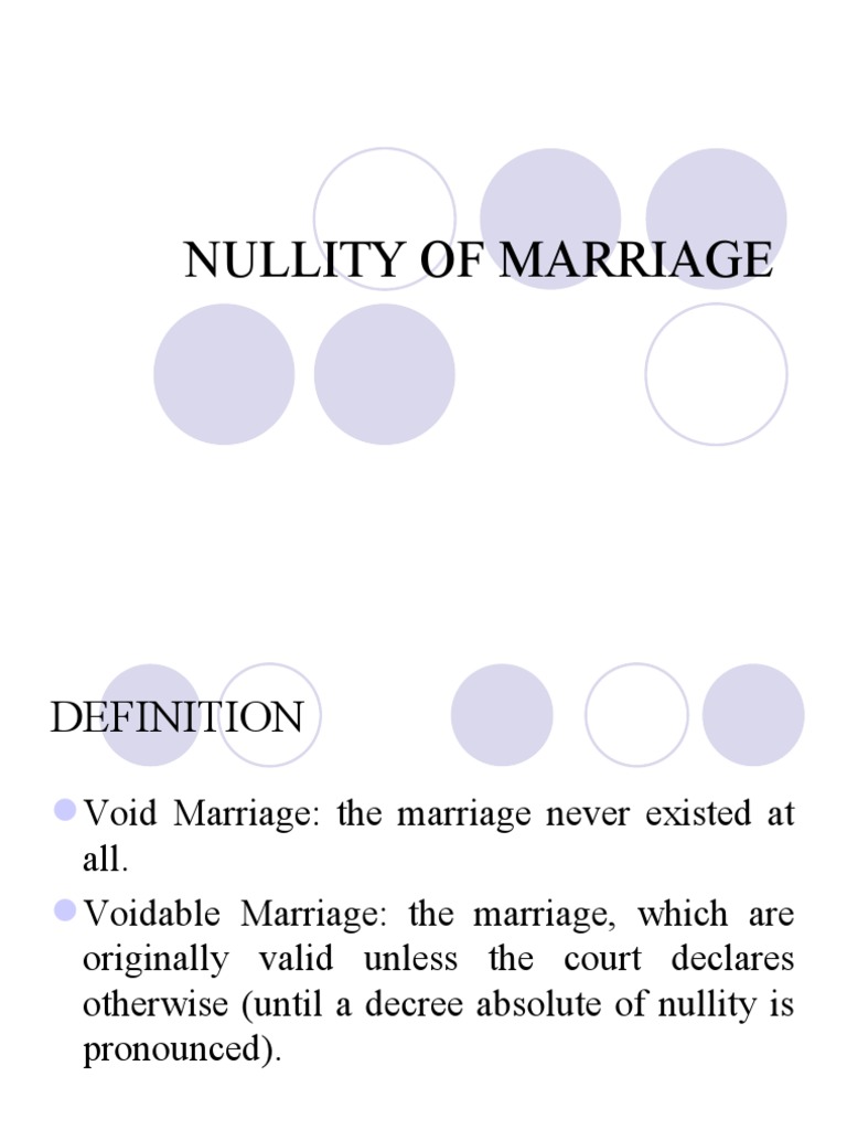 Nullity of Marriage | PDF | Annulment | Marriage