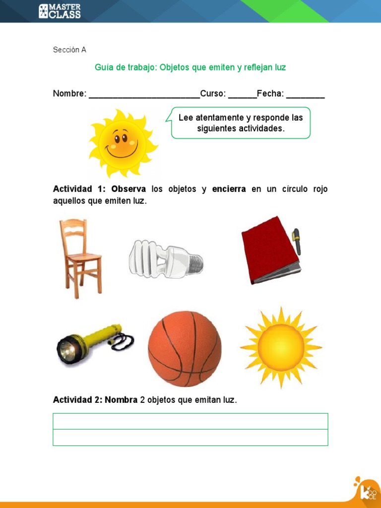 DUA - Seccion A Objetos Que Emiten y Reflejan Luz | PDF