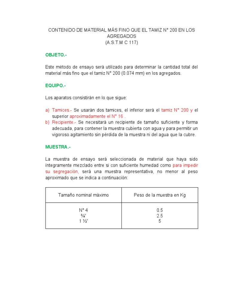 Lab 11 Contenido de Material Más Fino Que El Tamiz N200 | PDF | Agua ...