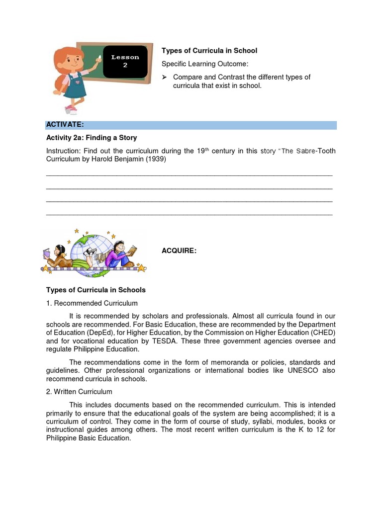 Types of Curricula in School | PDF | Curriculum | Learning