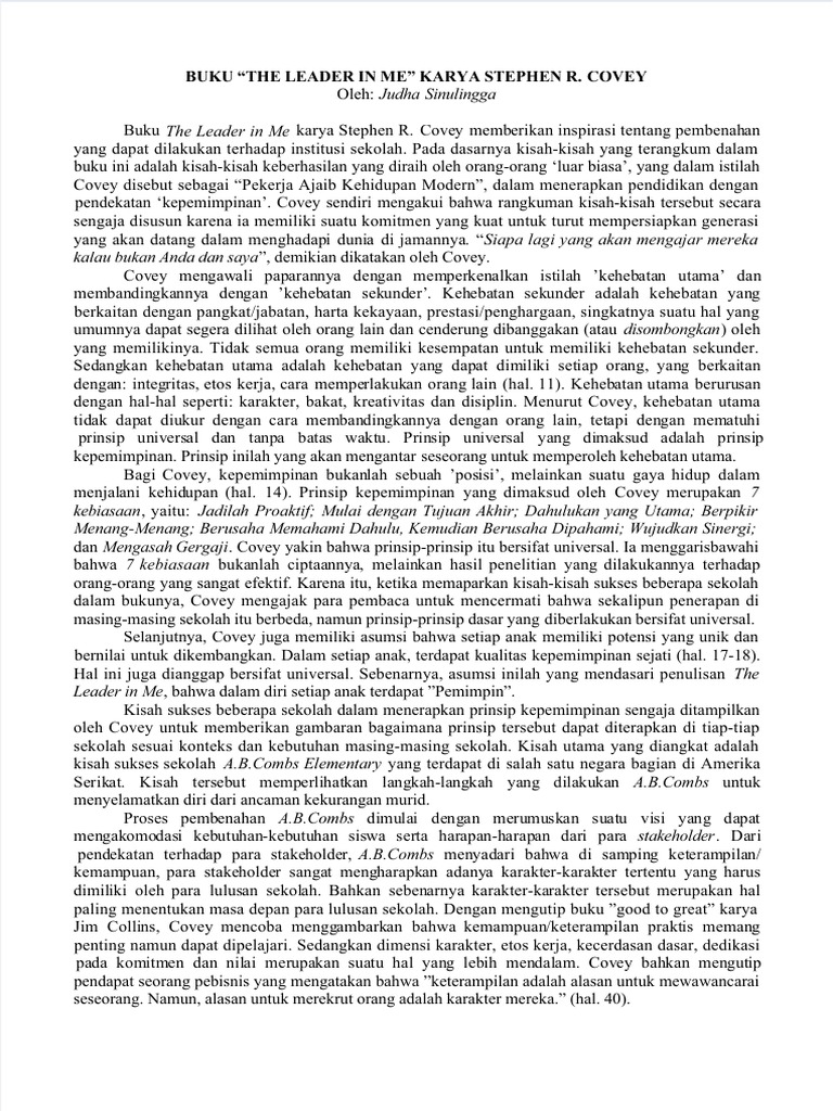 Dokumen - Tips - Ringkasan Buku The Leader in Me | PDF
