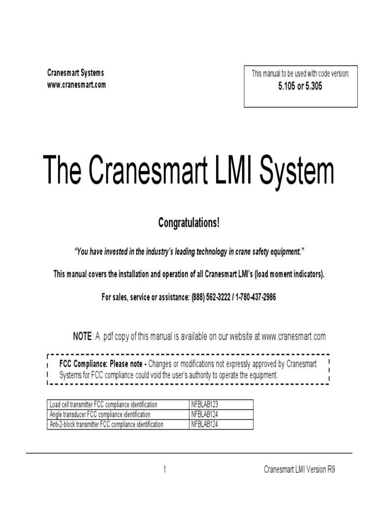 900 Cranesmart LMI | PDF | Crane (Machine) | Screw