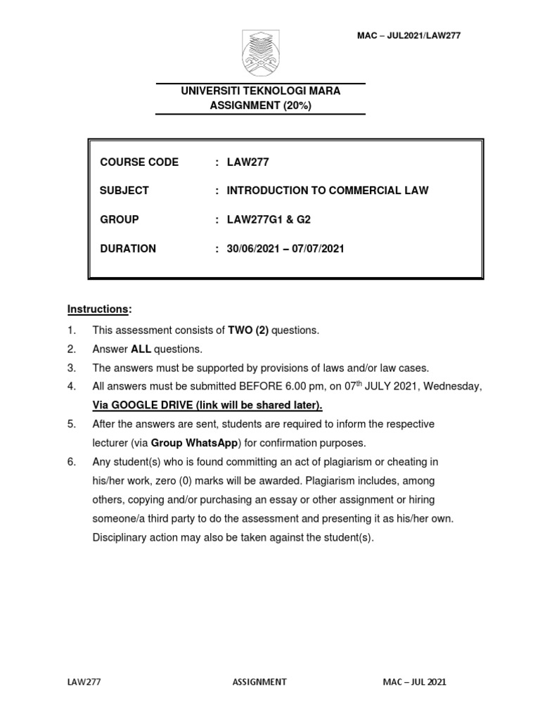 Assignment LAW277 (1) | PDF