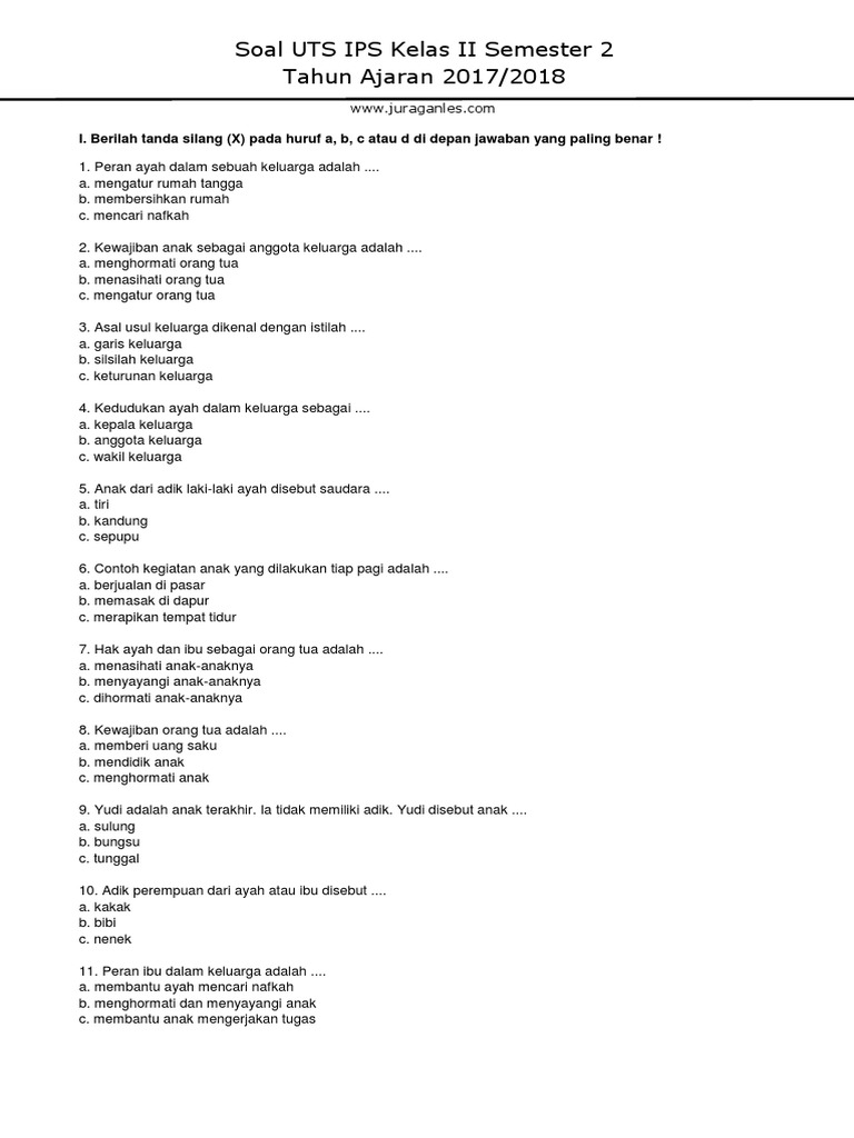 Soal UTS IPS Kelas 2 Semester 2 PDF | PDF