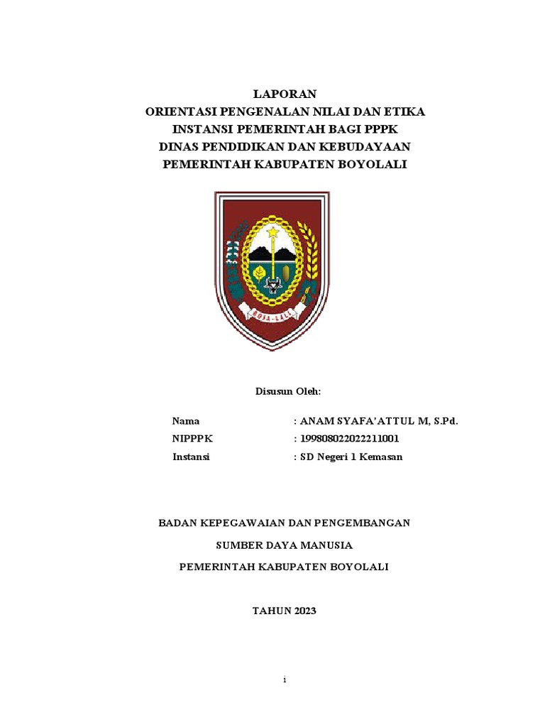 Contoh Laporan Akhir Orientasi PPPK | PDF
