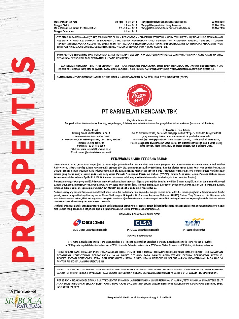Pzza Prospektus-Ipo 2018 pp1 PDF | PDF