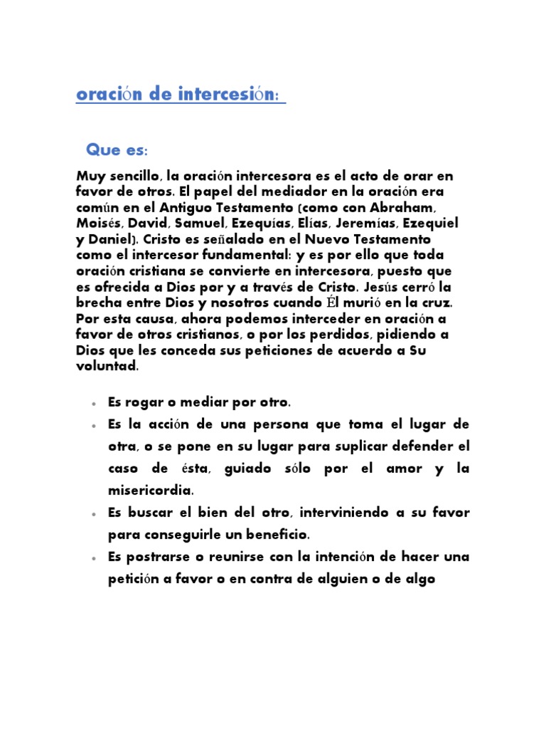 Oracion de Intercesión | PDF | Intercesión | Oración