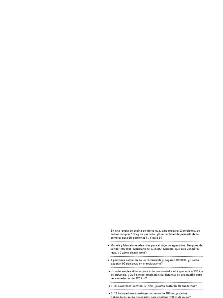 Ejercicios de Regla de Tres Simple | PDF