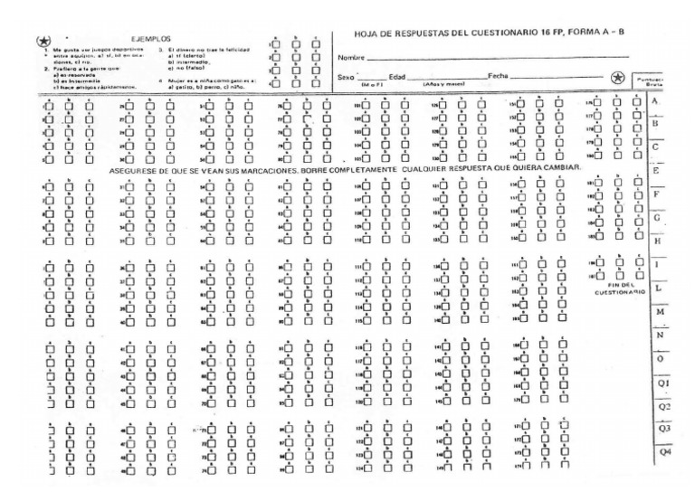 Hoja de Respuestas 16 PF | PDF