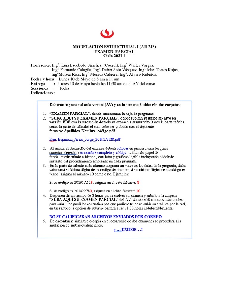 Me1 Examen Parcial 2021.1 | PDF | Hormigón | Construyendo tecnología