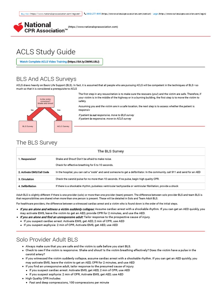 ACLS Study Guide and BLS Overview | PDF | Cardiopulmonary Resuscitation ...