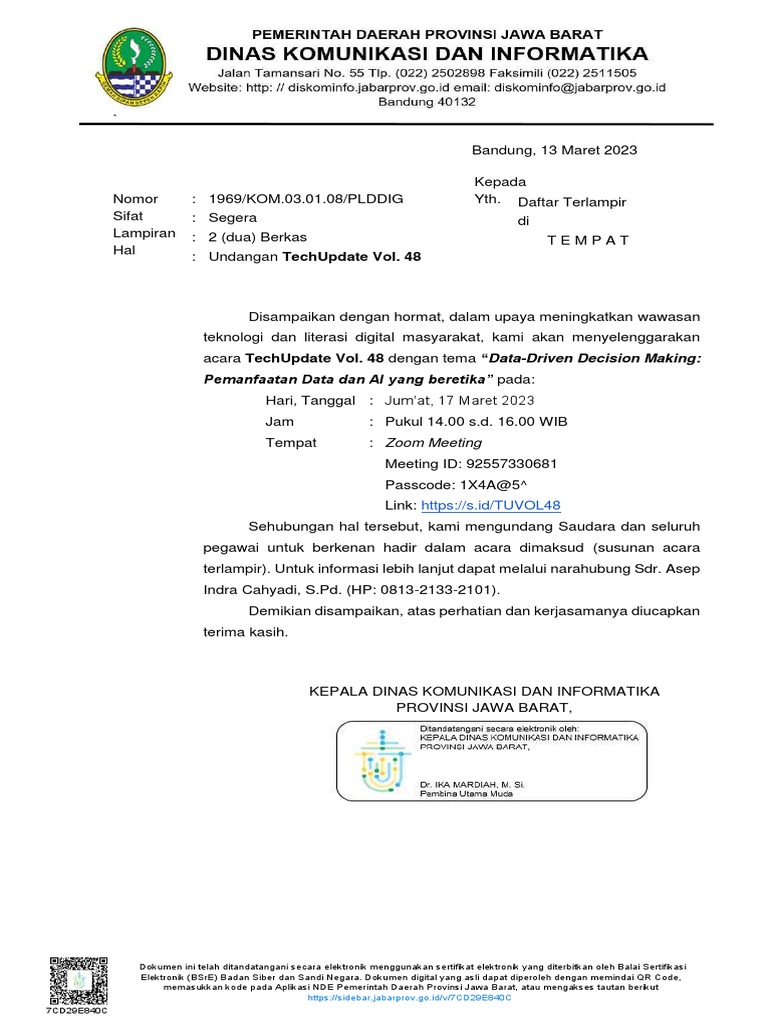 DISKOMINFO Undangan TechUpdate Vol 48 PDF | PDF