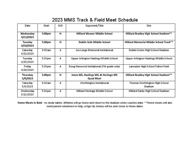 Track Schedule 2023 | PDF