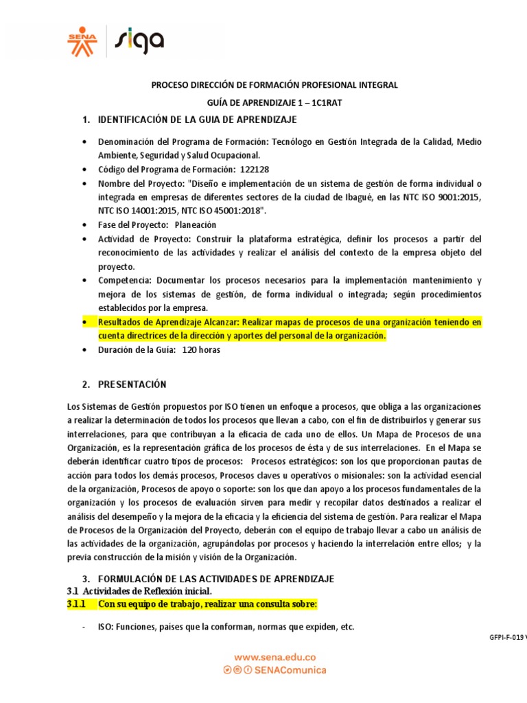 Guia 1 1c1rat Hseq | PDF | Evaluación | Planificación