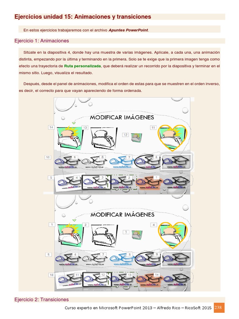 17-PowerPoint-Ejercicio 7-Animaciones y Transiciones | PDF | Microsoft ...