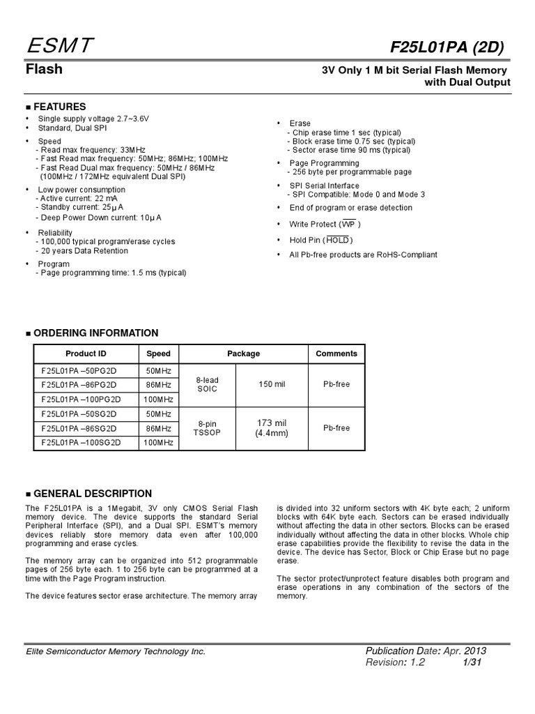 F25l01pa (2D) | PDF | Flash Memory | Computer Memory