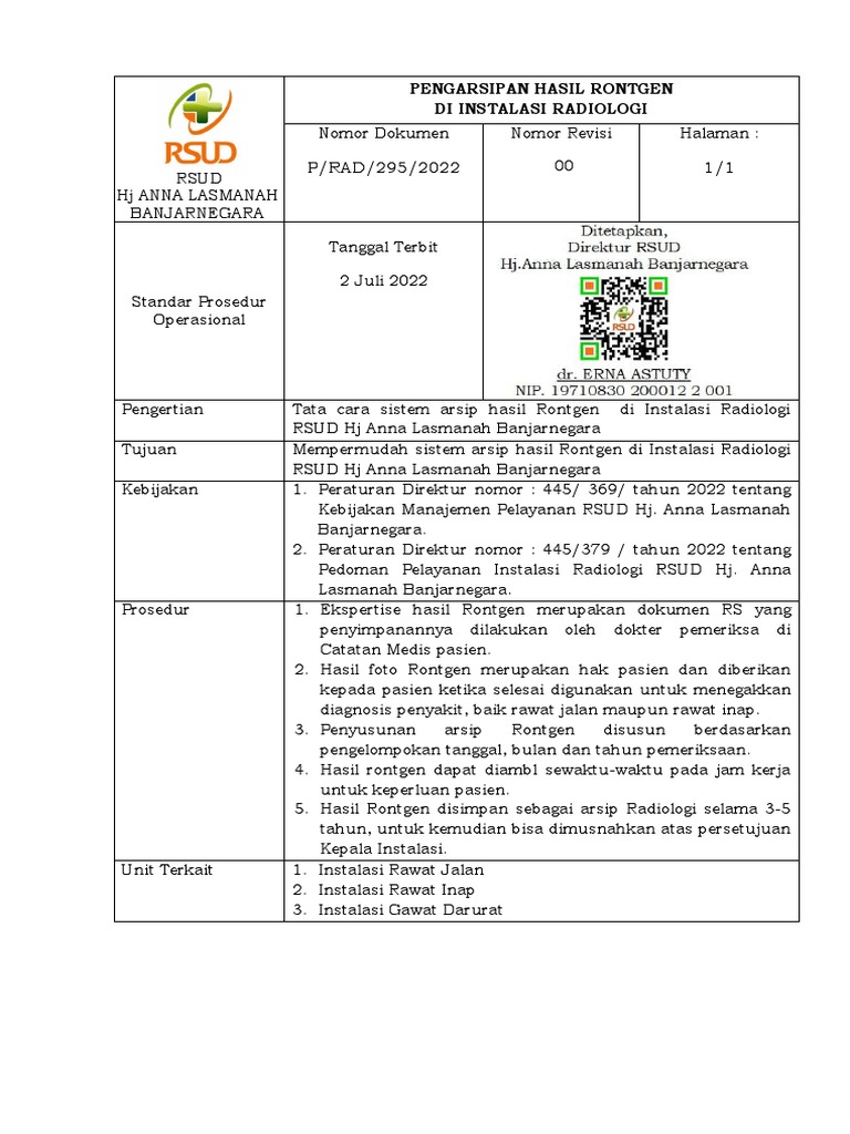 Spo Pengarsipan Hasil Rontgen | PDF