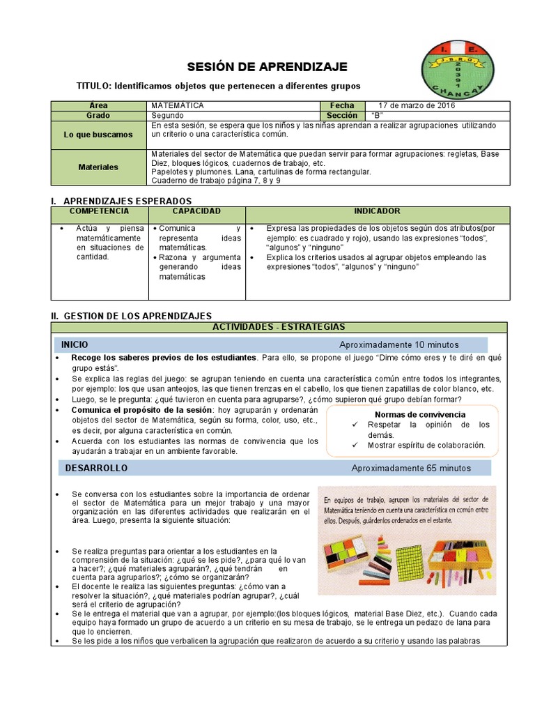 Sesión de Aprendizaje #05 Agrupamos de Diversas Maneras | PDF | Matemáticas | Science
