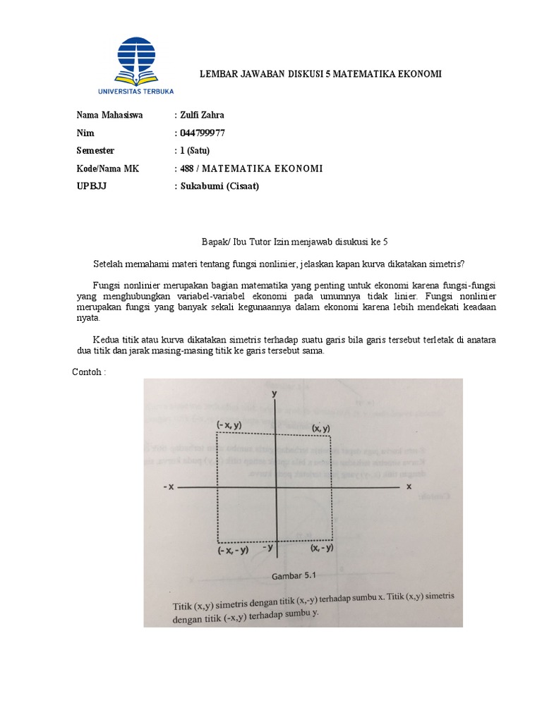 Lembar Jawaban Diskusi 5 Matematika Ekonomi | PDF