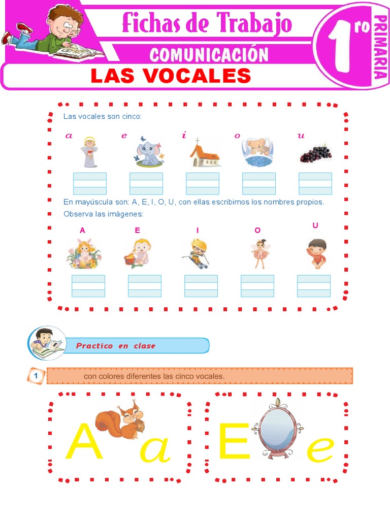 Las Vocales para Primer Grado de Pimaria | PDF