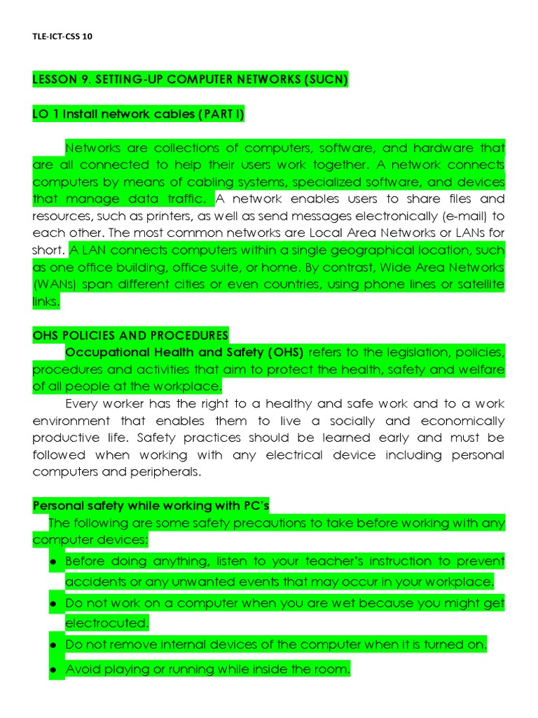 Grade 10 - Week1 OHS Policies and Procedures | PDF | Computer Network ... Grade 10 - Week1 OHS Policies and Procedures | PDF | Computer Network ...