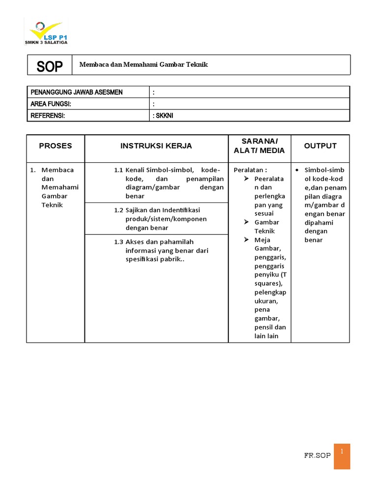6 FR - SOP Membaca Dan Memahami Gambar Teknik | PDF