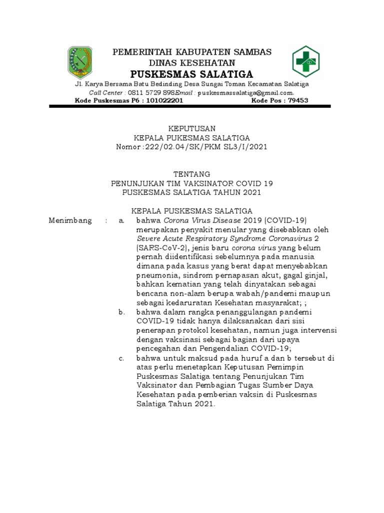 SK Tim Vaksinator Covid | PDF