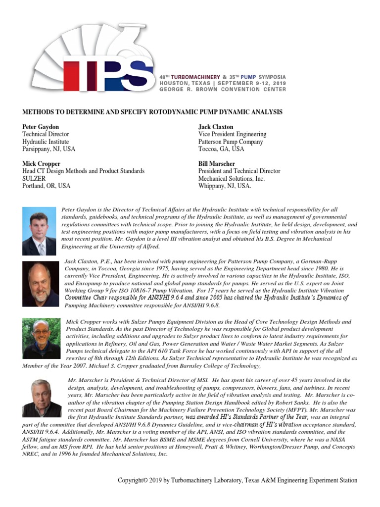 Pmethods To Determine and Specify Rotodynamic Pump Dynamic Analysist02 | PDF | Resonance ...