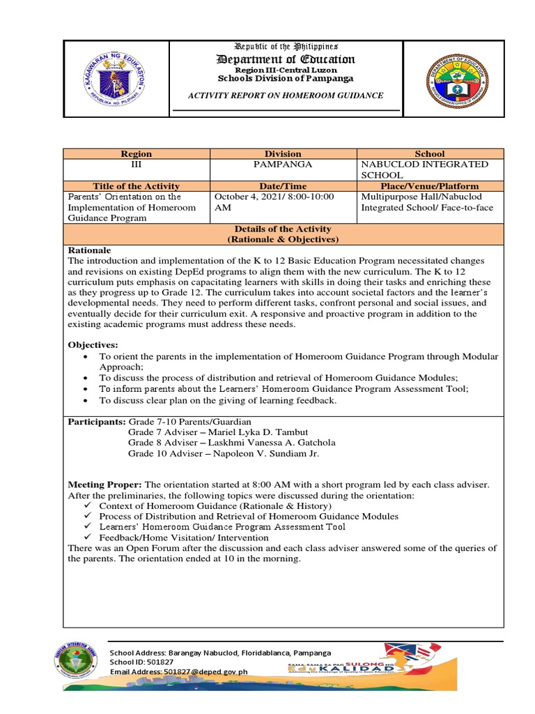 NIS-HGP-Parents'-Orientation-SY 21-22 | PDF | Curriculum | Communication
