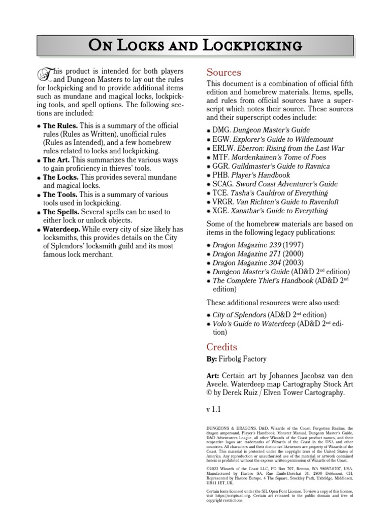 2060943-On Locks and Lockpicking v1.0 PF PDF | PDF | Dungeons & Dragons ...