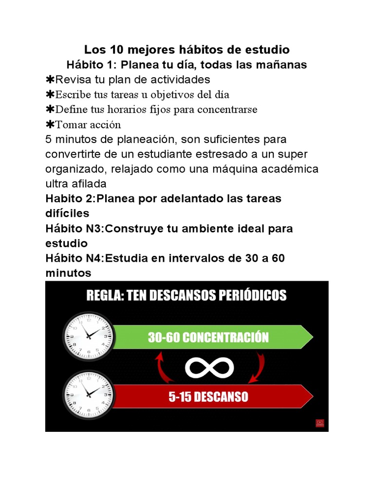Mejores Habitos de Estudio | PDF