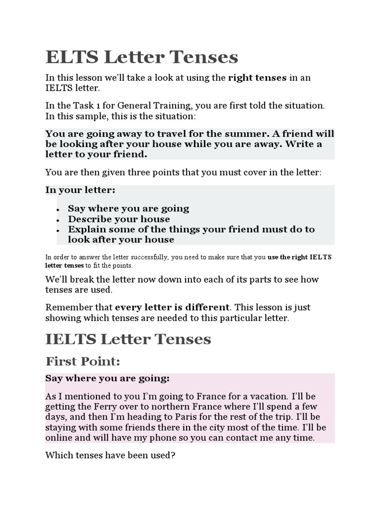 ELTS Letter Tenses | PDF | Grammatical Tense | Language Mechanics