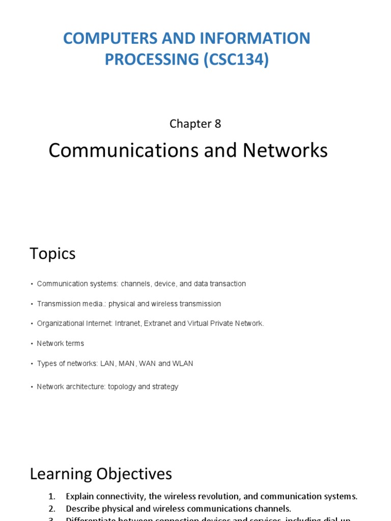 CSC134 Chapter 8 PDF | PDF | Computer Network | Network Topology
