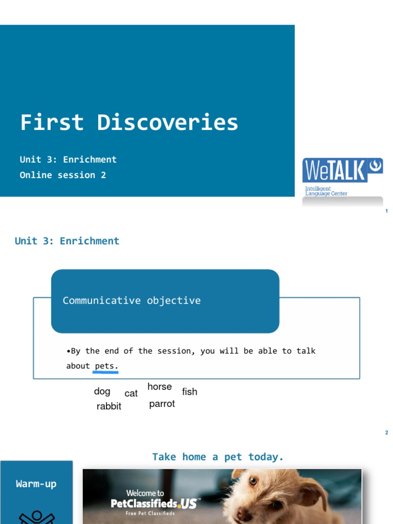 First Discoveries Unit 3 Enrichment Online Session 2 Pdf