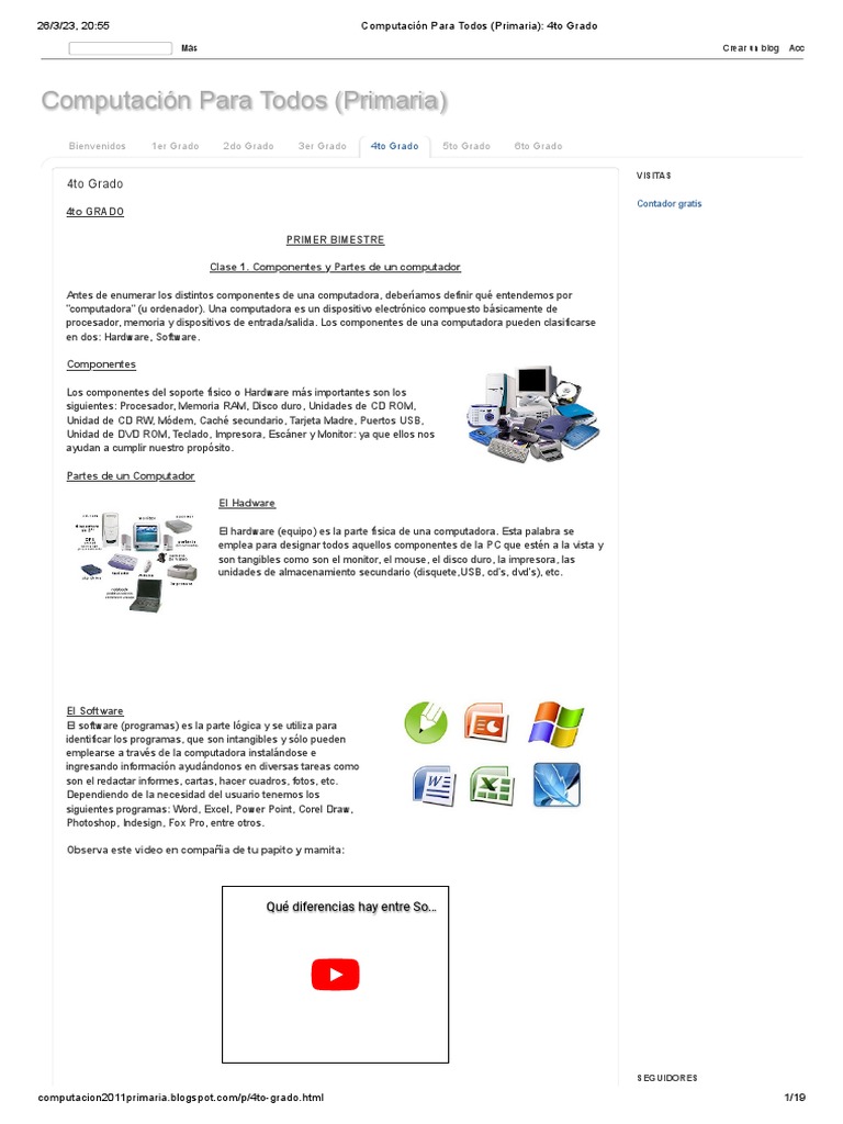 Computación para Todos (Primaria) - 4to Grado | PDF | Hardware de la computadora | Red mundial