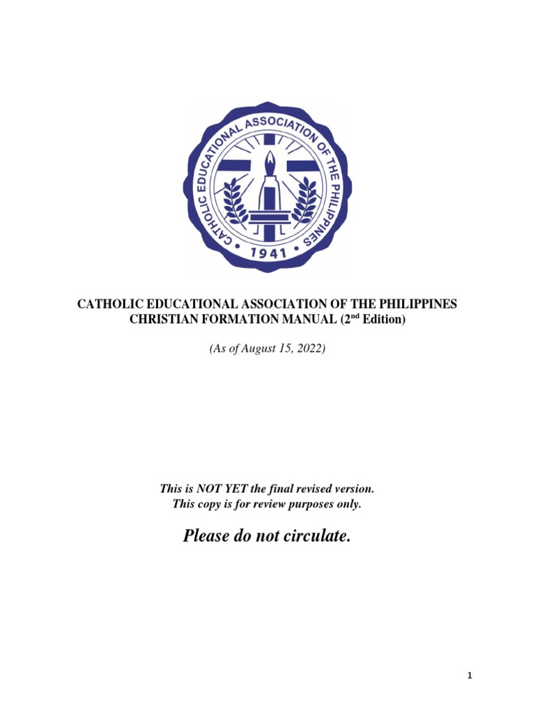 Draft Revised CEAP Christian Formatlon Manual | PDF | Catechism ...