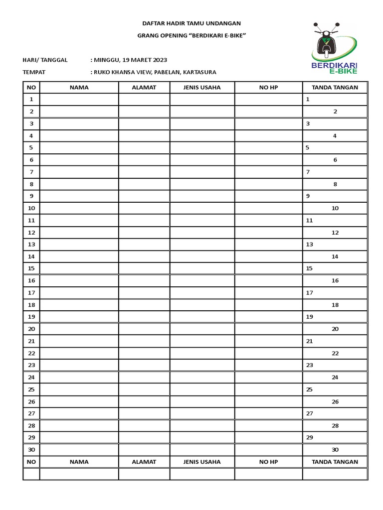 Daftar Hadir Tamu Undangan | PDF