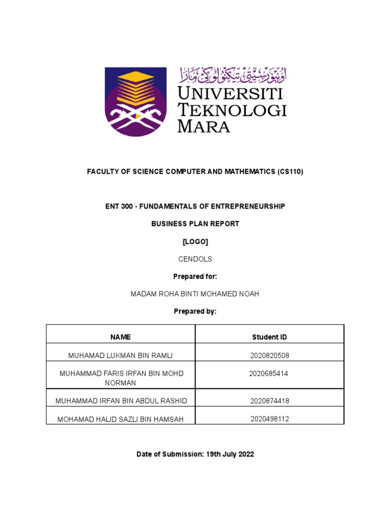 ENT Group Project (Business Plan) | PDF | Employment | Marketing