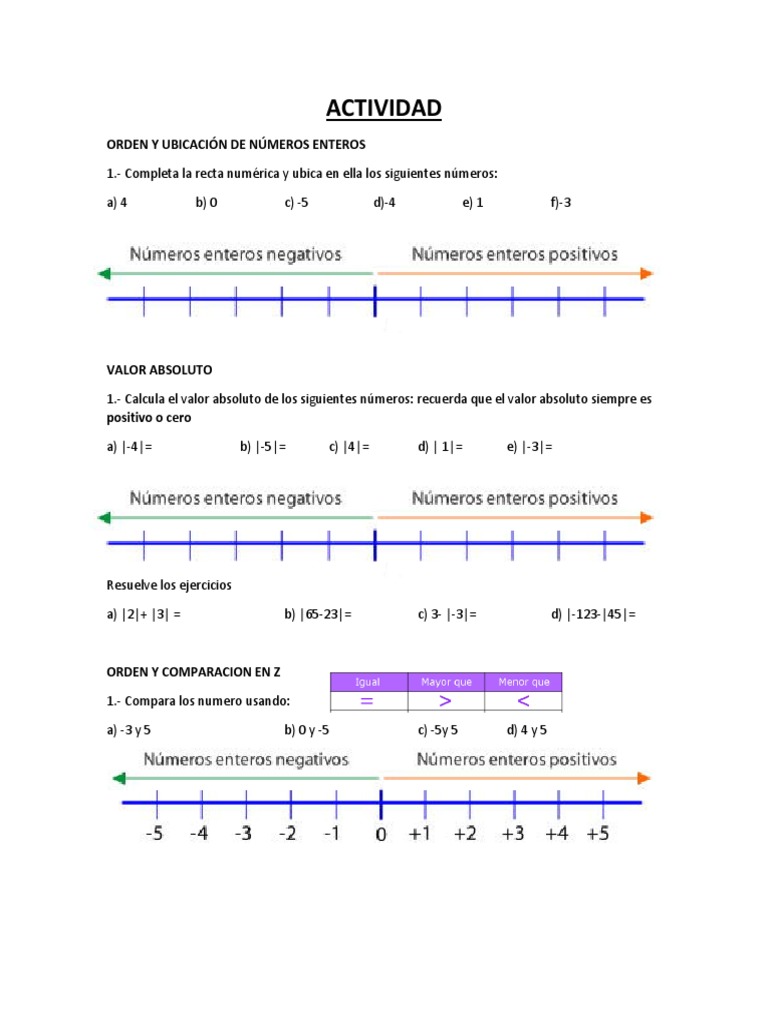 Orden y Ubicación de Números Enteros | PDF