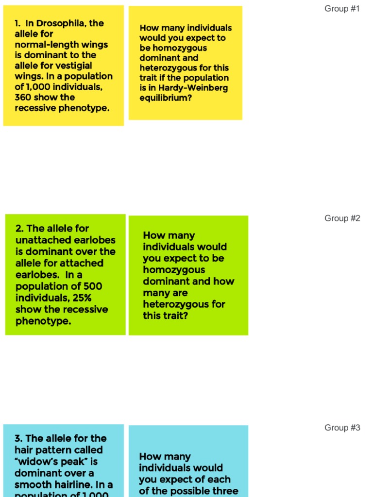 Lesson 4b Hardy-Weinberg Practice Problems Set #2 JamBoard PDF | PDF